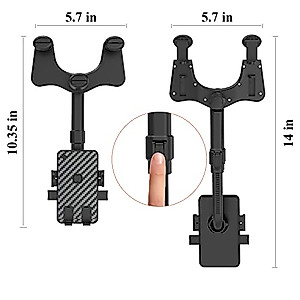 JHZWD Rear View Mirror Phone Holder, Car Phone Holder Rotatable and Retractable Universal Multifunctional Phone Mount for Car