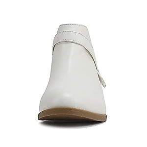 Soda SWEETEN-2 ~ Little Kids/Girls/Childrens Fashion Closed Toe Multi Strap Ankle Bootie Block Heel (White PU, numeric_4)
