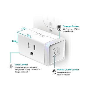 TP-Link KP100KIT Kasa Wi-Fi Smart Plug Slim Edition 2-Pack