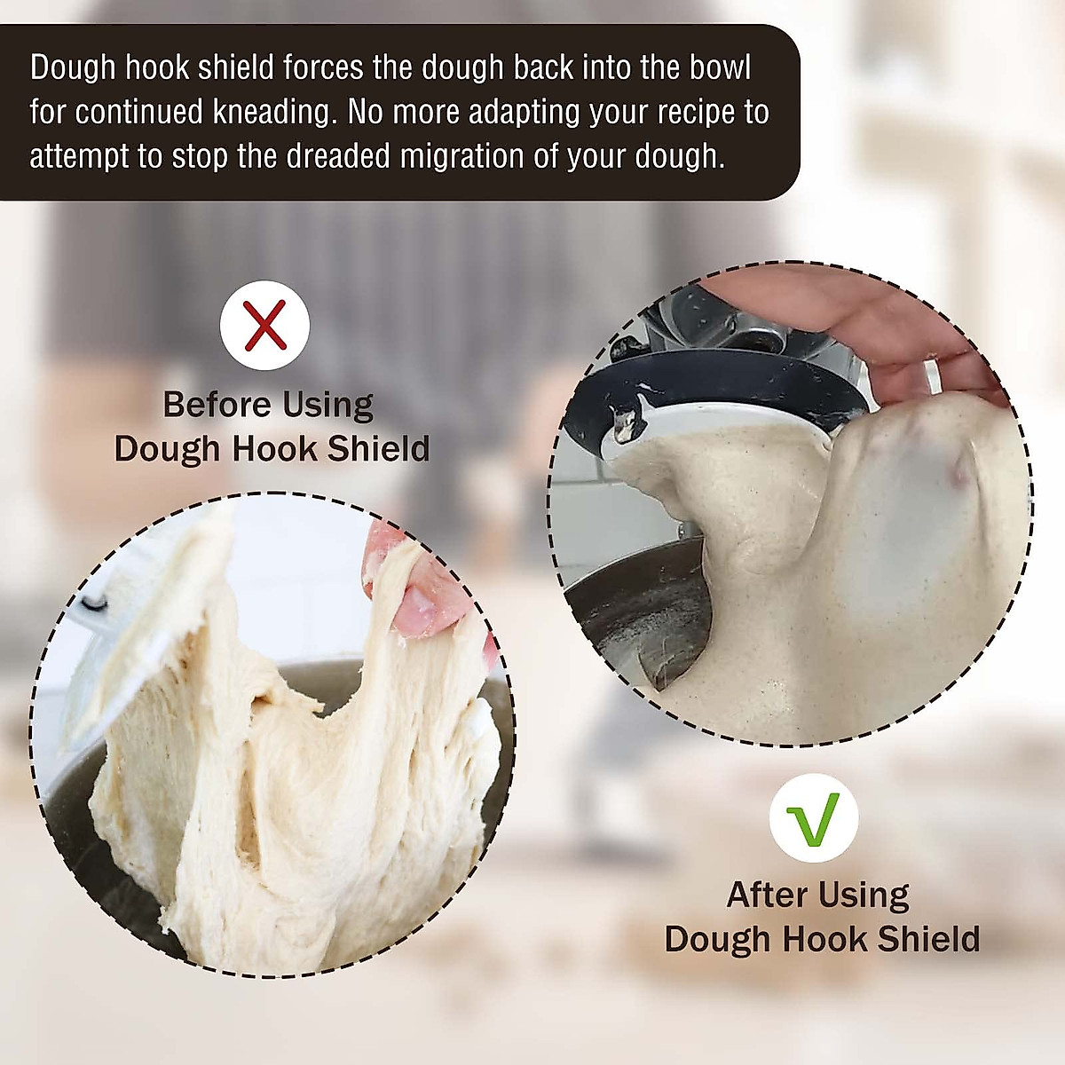Dough Hook Shield for kitchen Mixer, Accessories and Attachments for Kitchen Stand Mixers, Make Your Bowl Lift Mixer Mix Without The Mess, Mixer Bowl Cover Lid Only for Kitchen Aid C Shape Hooks