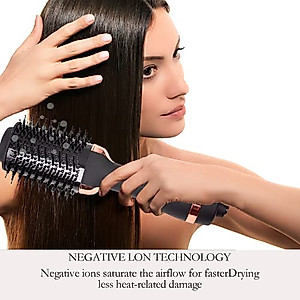 Hair Dryer Brush,Hot Air Brush, Blow Dryer bruch,One Step Hair Dryer and Volumizer with Salon Negative Ionic for Straightening, Professional Brush Hair Dryers for Men and Women (Black）
