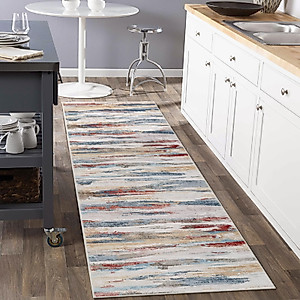 Collive Washable Runner Rug 2x6 - Colorful Striped Bathroom Runner Rugs Non Slip Runners for Hallway Modern Abstract Bedroom Runner Rug Floor Carpet for Kitchen Laundry Entryway