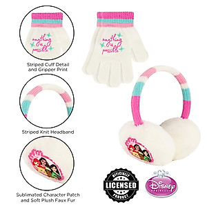 Disney Girls' Winter Earmuffs and Kids Gloves Set, Princess for Ages, Age 4-7
