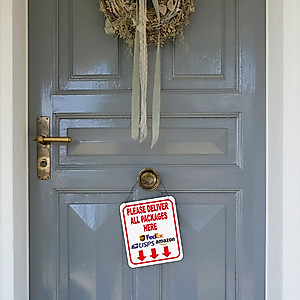 Please Deliver All Packages Here Arrows Delivery Sign for Delivery Driver - Delivery Instructions for My Packages from Amazon, FedEx, USPS, UPS, Indoor Outdoor Signs for Home, Office, Work, 8.5"x10"