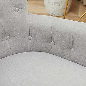 HOMCOM Mid Back Modern Home Office Chair with Tufted Button Design and Padded Armrests, Swivel Computer Desk Chair for Study Living Room Bedroom, Gray