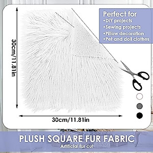 Sibba Fur Faux Locker Fabric Rug Polyester Yard Pre Cut Artificial Craft Costume Double Side Square Crafting Strips Liners Set Plush Precut Fluffy Cloth Photography Cosplay Outdoor(White,30 cm)
