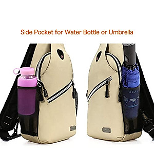 MOSISO Sling Backpack, Multipurpose Crossbody Shoulder Bag Travel Hiking Daypack, Beige, Medium