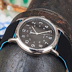 BARTON WATCH BANDS Quick Release Elite Silicone Watch Bands, Black Top/Aqua Blue Bottom, 20mm