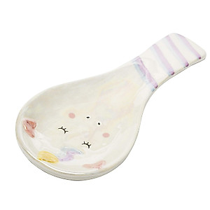 Amici Home, Unicorn Collection Ceramic Spoon Rest, Textured Design Iridescent Luster Finish, Decorative Kitchenware, 9 Inch Length