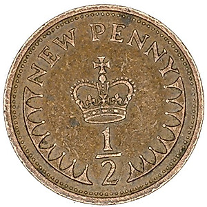 1973 No Mint Mark Great Britain 1/2 New Penny Seller Good