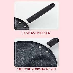 Liampo Non Sticking Frying Pan 4 Round Molds Egg Pan Medical Stone Pancake Pan Evenly Heated Comfortable Plastic Handle One Wipe is Clean