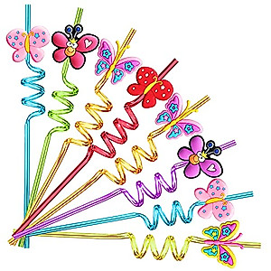 24 Butterfly Drinking Straws with 2 PCS Straws Cleaning Brush for Butterfly Birthday Party Supplies Favors Decorations