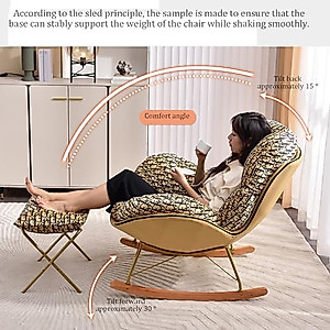 BREAUX Upholstered Rocking Armchair,Wood Base,Comfy Uplostered Accent Chair for Living Room,Outdoor Patio Rocking Chairs(B)