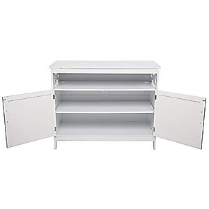 Ynredee Storage Cabinet with Double Doors,Bathroom Floor Storage Cabinet,Accent Cabinet,Wooden Buffet Sideboards,Freestanding Cupboard Cabinet Storage Organizer for Kitchen,Living Room,Bathroom (A)