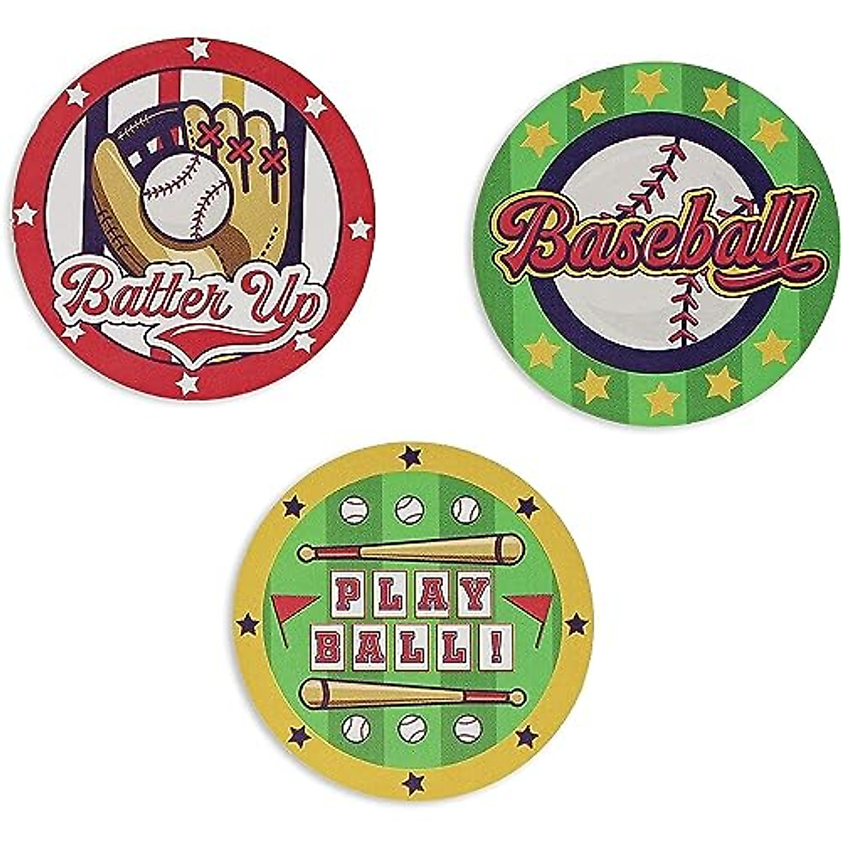 1000 Count Stickers, Assorted Designs Sticker Roll, Baseball