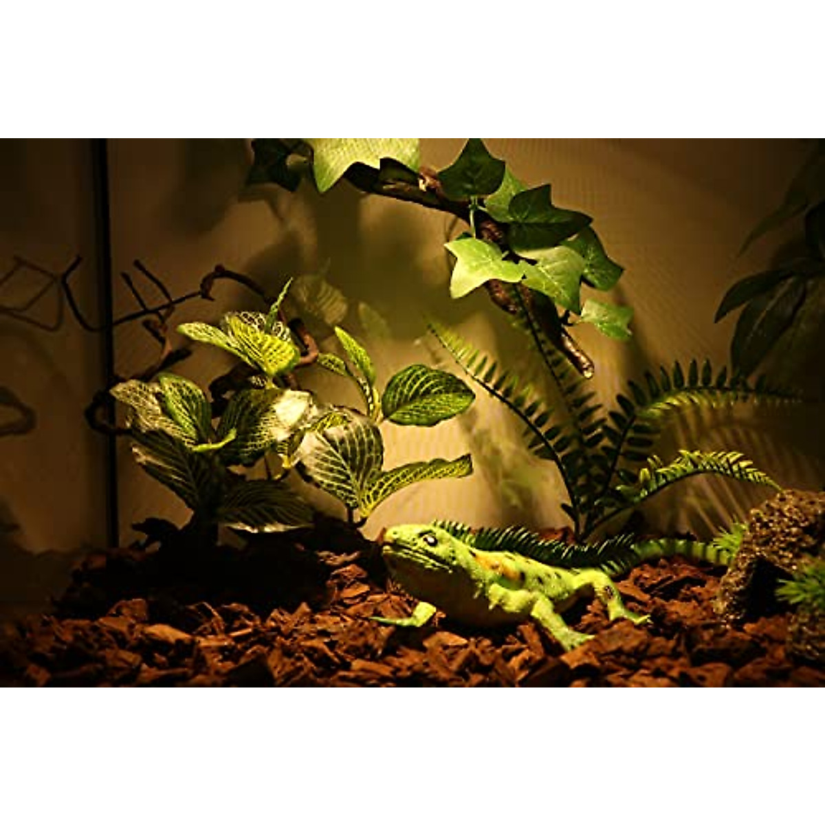 AQUA KT Reptile Terrarium Forest Tree with Plant Leaves for Amphibian Habitat Décor Lizard Snake Turtle Supplies