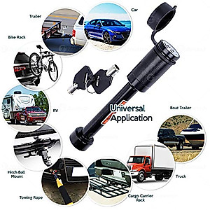 Zone Tech Trailer Hitch Receiver Lock - Premium Quality Anti-Theft 5/8" Pin for Class III IV 2" and 2-1/2" Receiver with Rubber Cap - Durable Metal Weatherproof Receiver (2-Pack)