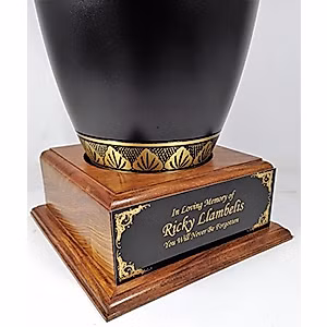 Cremation Urn Pedestal, Wooden Urn Base with Personalized Name Plate