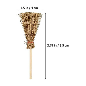 COHEALI Mini Broomsticks Cinnamon Broomstick 24pcs Practical Small Broom Natural Palm Mini Broom Decorations with Red Rope Household Broom Decoration Miniatures for Crafts Mini Witches Broomsticks
