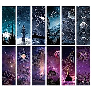 Anseal Cool Space Starry Night Bookmark, Bookmarks for Book Lovers, Bulk Bookmarks for Men, Unique Book Mark for Boys, Girls, Students, Classroom Gifts, School Prize, Reading Present