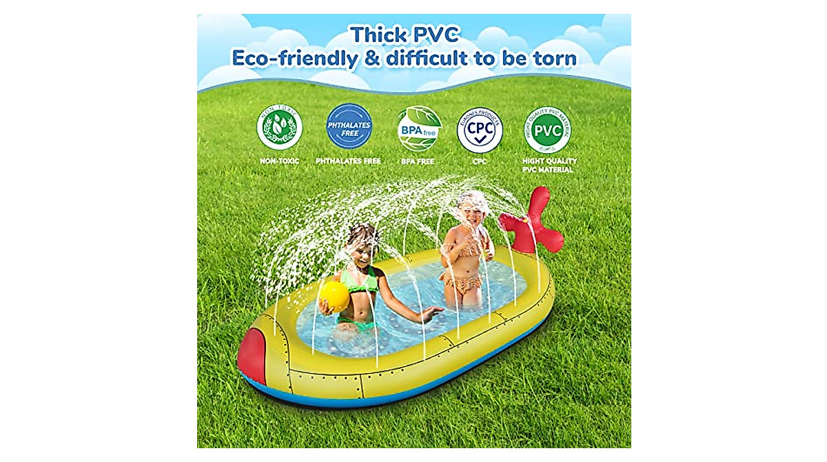 Josen Splash Sprinkler Pool for Kids - Outdoor & Indoor Water Fun