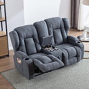 OBBOLLY Home Theater Seating | 67" RV Recliner Loveseat | Double Recliner RV Sofa & Console | RV Recliners | RV Theater Seating | RV Theater Seats | Recliner Couch, Manual Recliner Chair