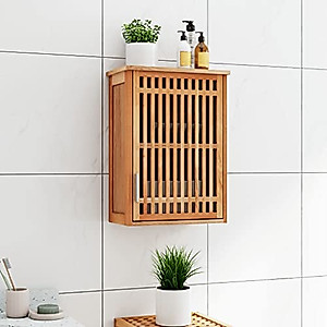 vidaXL Wall-Mounted Bathroom Cabinet Wall Mounted Over-The-Toilet Storage Organizer Space Saver Medicine Cabinet with Shelf Solid Wood Walnut