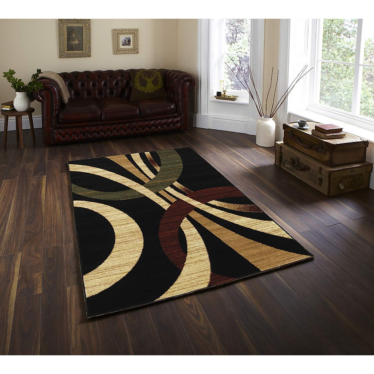LR Resources Black Rectangle Indoor Area Rug, 5'2" x 7'2",