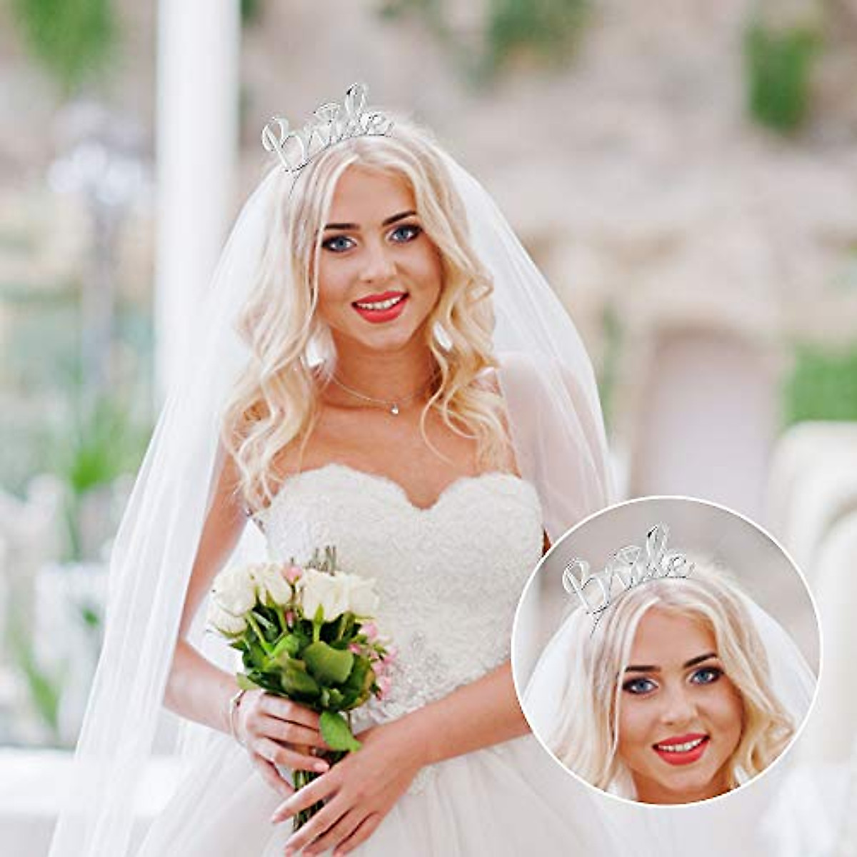 BAHABY Bride Headband Bride to Be Headpiece Bride Tiara Hair Decoration for Bridal Shower, Bachelorette Party, Wedding (Silver)…