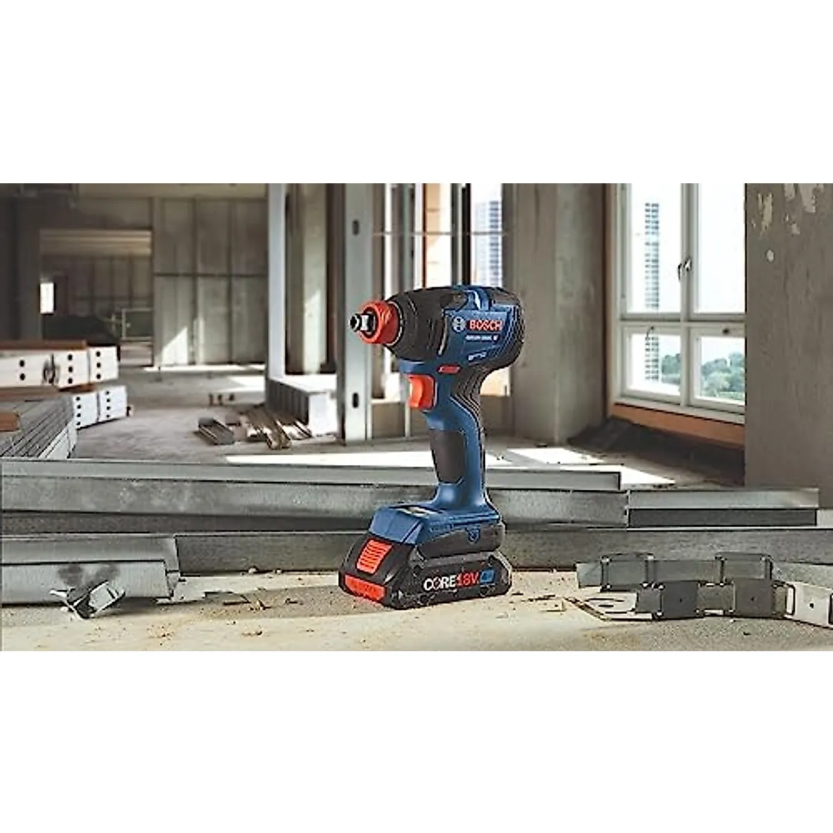 BOSCH GXL18V-260B26 18V 2-Tool Combo Kit with 1/2 In. Hammer Drill/Driver, 1/4 In. and 1/2 In. Two-In-One Bit/Socket Impact Driver, (1) CORE18V 8 Ah Battery and (1) CORE18V 4 Ah Battery