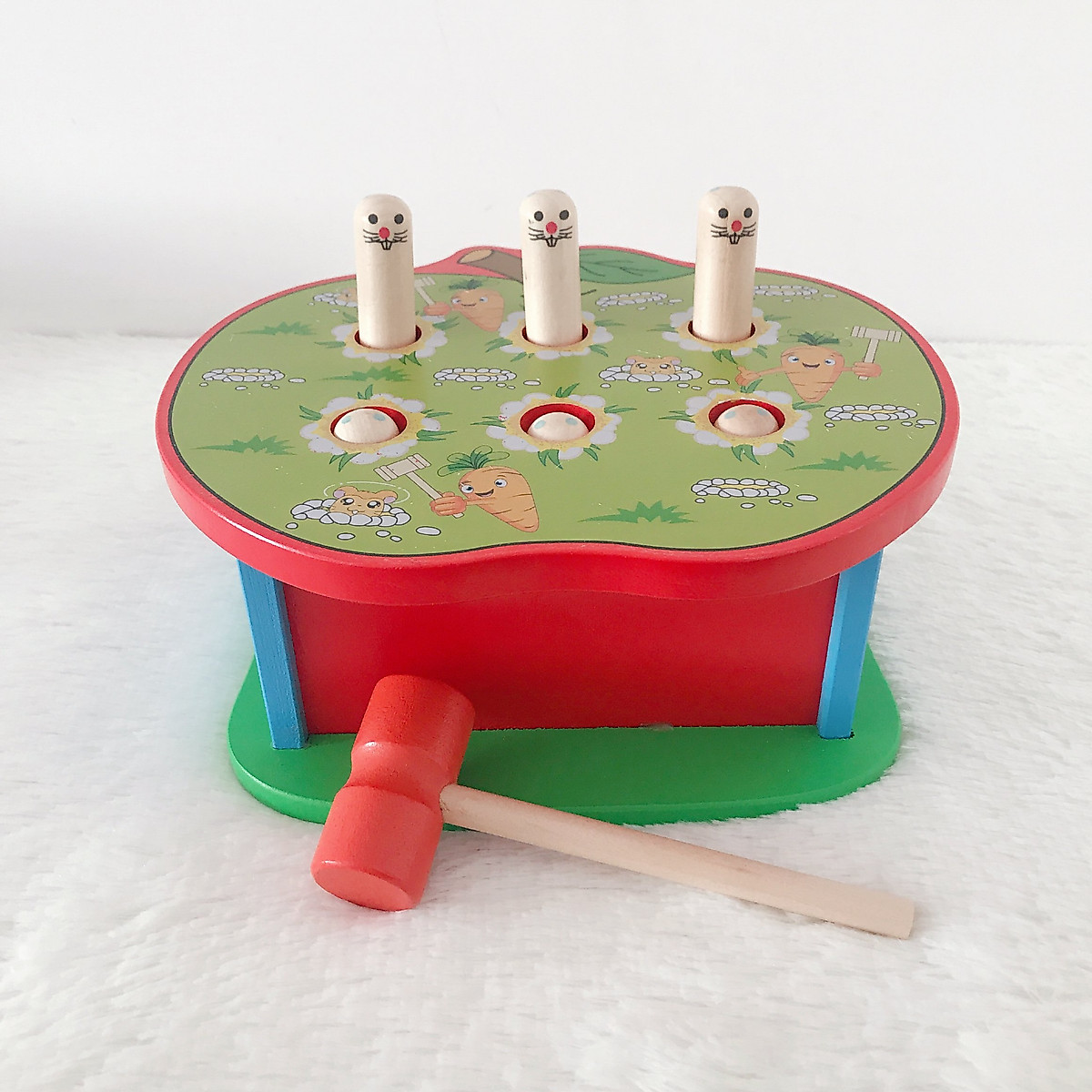 Heo Deluxe Pounding Bench Wooden Toy Wooden Whack-a-mole with Mallet Early Development Toy,Parent-Child Interaction Toy …