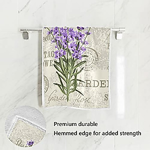 ALAZA Elegant Purple Lavender Hand Towels Bathroom Towel Highly Absorbent Soft Small Bath Towel Decorative Guest Breathable Fingertip Towel for Face Gym Spa 30 X 15 Inch