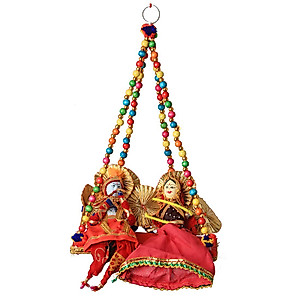 Aditri Creation Traditional Radha Krishna Jhula Swing Jhoola Hanging for Home, Wall, Temple, Bedroom, Decorative Accessories for Party, Indian Wedding & Other Festivities, Bohemian Interiors.
