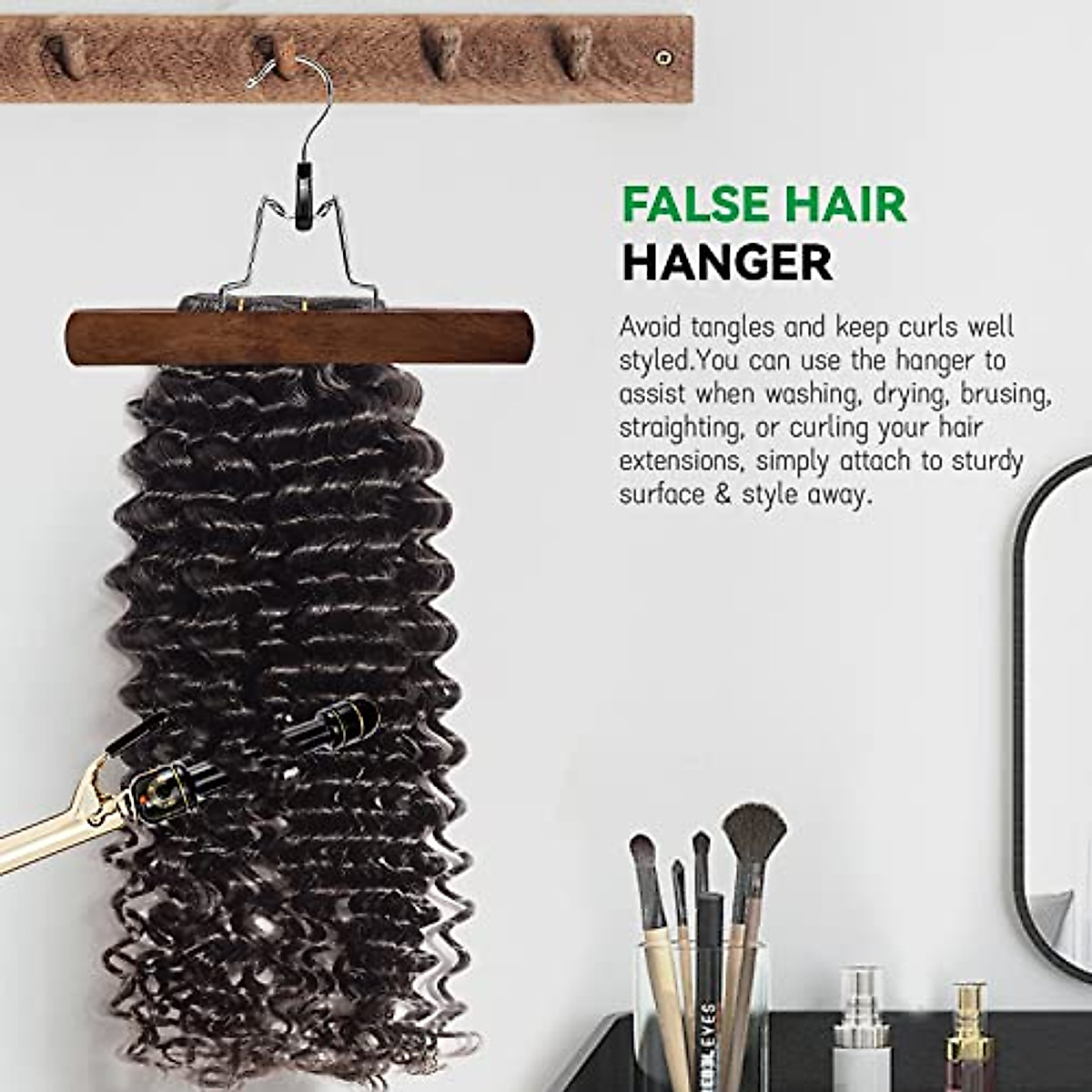 Nature Smile Wooden Pants Skirt Hangers, Smooth Finish Solid Wood Non Slip Jeans Slack Clamp Hangers Hair Extension Hangers (10 Pack Retro)