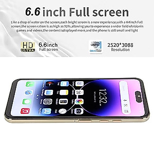 Yunseity Unlocked Smartphone I14promax, 6.6 Inch FHD Screen 2.4G 5G Dual Band WiFi Cellphone for Android13, 8GB RAM 256GB ROM, 8MP 24MP Cameras, MT6735 10 Core CPU, with Earbuds (US Plug)