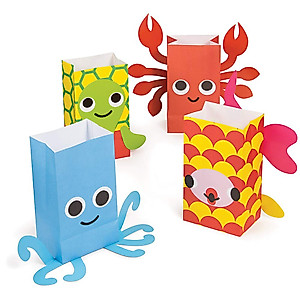Creative Converting 333021 Assorted Sea Animals Paper Treat Bags, 8ct