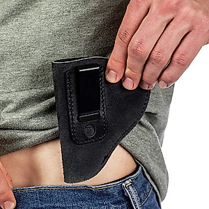 CyberDyer Ultimate IWB Holster Leather Right Hand Pistol Holster for Belts Fits Most Part J Frame 38 Special Revolver Ruger LCR Smith and Wesson Bodyguard Taurus (Black)