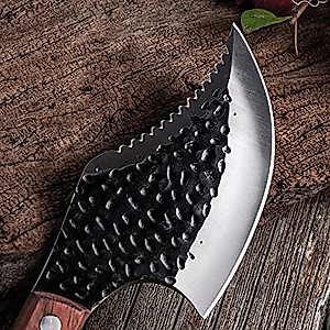 Boning Knife, 5" Inch Boning Knife Multi-purpose Double-edged Fishing Fillet Knife Camping Jungle Axe Butcher Knife and Nylon Protective Cover BY ZZYY