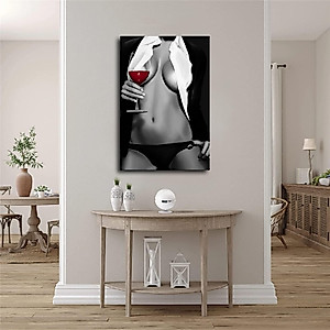 ExbeRt Sexy Girl Black and White Poster Wall Art Picture Print Modern Art Living Room Decor Posters (08x12inch-No Framed)