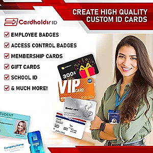 Cardholdir ID Evolis Zenius ID Card Printer Single Sided with HD Webcam, 200 Blank ID Cards, 200 Strap Clips & Color Ribbon | Employee Badge Maker