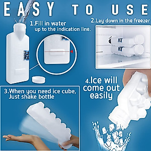 ICE MAKER BOTTLE For Freezer 2pcs, Plastic Bottle With Lid Makes Small Size Nugget Ice Chips For Soft Drinks, Cocktail Ice, Wine On Ice - The Most Sanitary Ice Cube Tray For Freezer/Makes 17 Ice Cubes