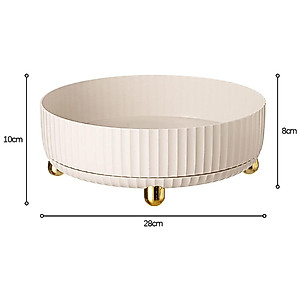 Fenteer Lazy Susan Rotating Storage Tray Round Turntable Multi-Function Storage Decorative Spice Organizer for Countertop Office Bathroom Jars Cans - White