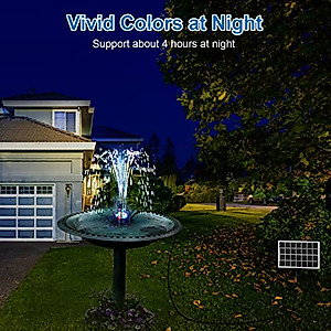 GAIZERL Solar Fountain with 2000 Battery - Work On Cloudy Days - 2023 Upgrade 3.5W Glass Panel Solar Powered Bird Bath Water Pump with Stakes, 16.4ft Cable, Colorful LED Lights, 7 Nozzles for Garden