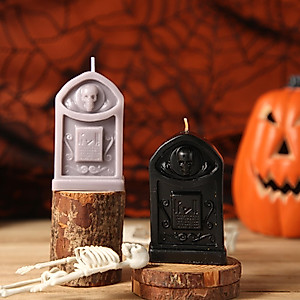 2pcs Tombstone Candles, Gravestone Candle Creepy Tombstone Shaped Candles Halloween Decoration Candles for Home Halloween Party Room Table Decoration