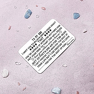 Engraved Wallet Card Insert for Son from MomEngraved Wallet Card Inserts with Inspirational Quotes, Christmas, Birthday, Graduation, Gift Ideas Inspirational Birthday Gifts for Son (Black)