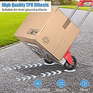 Goplus Folding Hand Truck, Lightweight Dolly Cart with Bungee Cord, Telescoping Handle, 2 Wheels, Portable Hand Cart for Office Home, Foldable Hand Truck Dolly