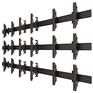 3x3 Video Wall Pop Out Mounting System Horizontal Rails Fixed Displays with with Micro Adjustment Arms Vesa Universal TV Television Monitors