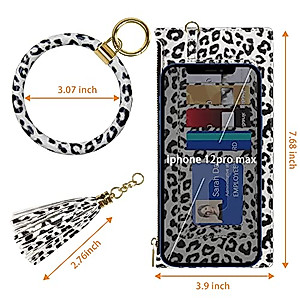 Doormoon Keychain Bracelet, Cow Print Car Accessories Tassel Key Chain Wristlet Ring Circle Bangle (Upgraded ver. Phone Hoder -Cow Print)