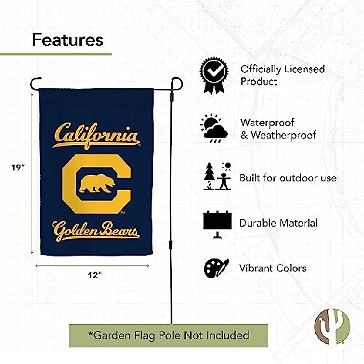 University of California Berkeley Garden Flag Golden Bears Cal UC Banner 100% Polyester (Design H)