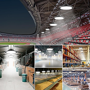 ISKYDRAW 100W UFO LED High Bay Light, 15000LM 2 Pack High Bay LED Shop Lights No-Dimmable, Commercial Bay Lighting 6500K, IP65 High Bay LED Lights for Workshop Garage Warehouse Factory Barn